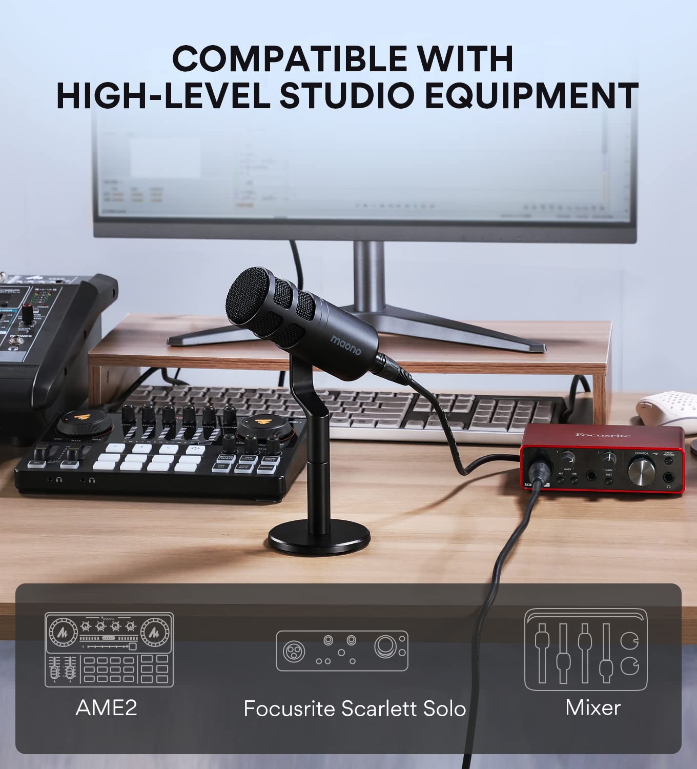 MAONO XLR Microphone, PM500 & PD100 Podcast Cardioid Studio Recording Mic for Streaming, Podcasting, Singing, Voice-Over, Vocal, Home-Studio, YouTube, Skype, Twitch
