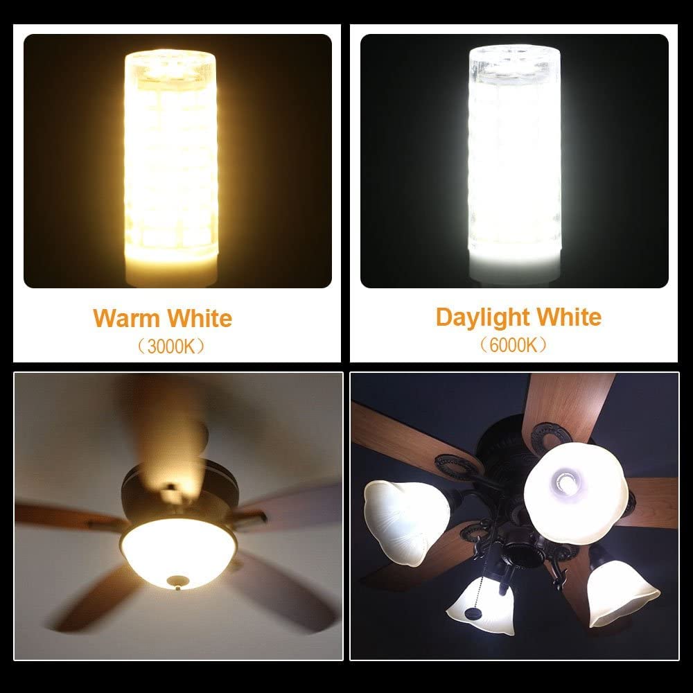 Hhong E11led Bulb Chandelier Light Bulbs Candelabra led Light Bulbs 8W 850 lumens Equal 75w 100w of a Halogen lamp Color Temperature 6000K(4pcs), E11 Sunlight White 4pcs, 4 Count (Pack of 1)