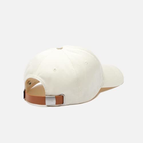 Lacoste Unisex Contrast Strap and Oversized Crocodile Cotton Cap, Off White, ONE Size