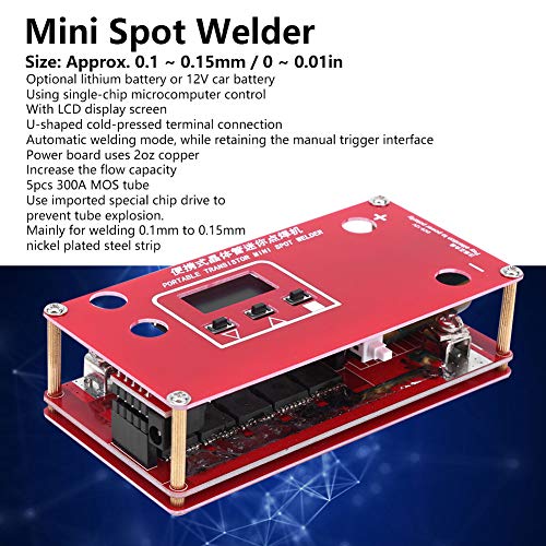 Mini Spot Welder Machine, Portable Transistor Lithium Battery for Capacitor, Welding Tools, with Automatic Welding Mode, Single Chip Microcomputer Control and LCD Display Screen