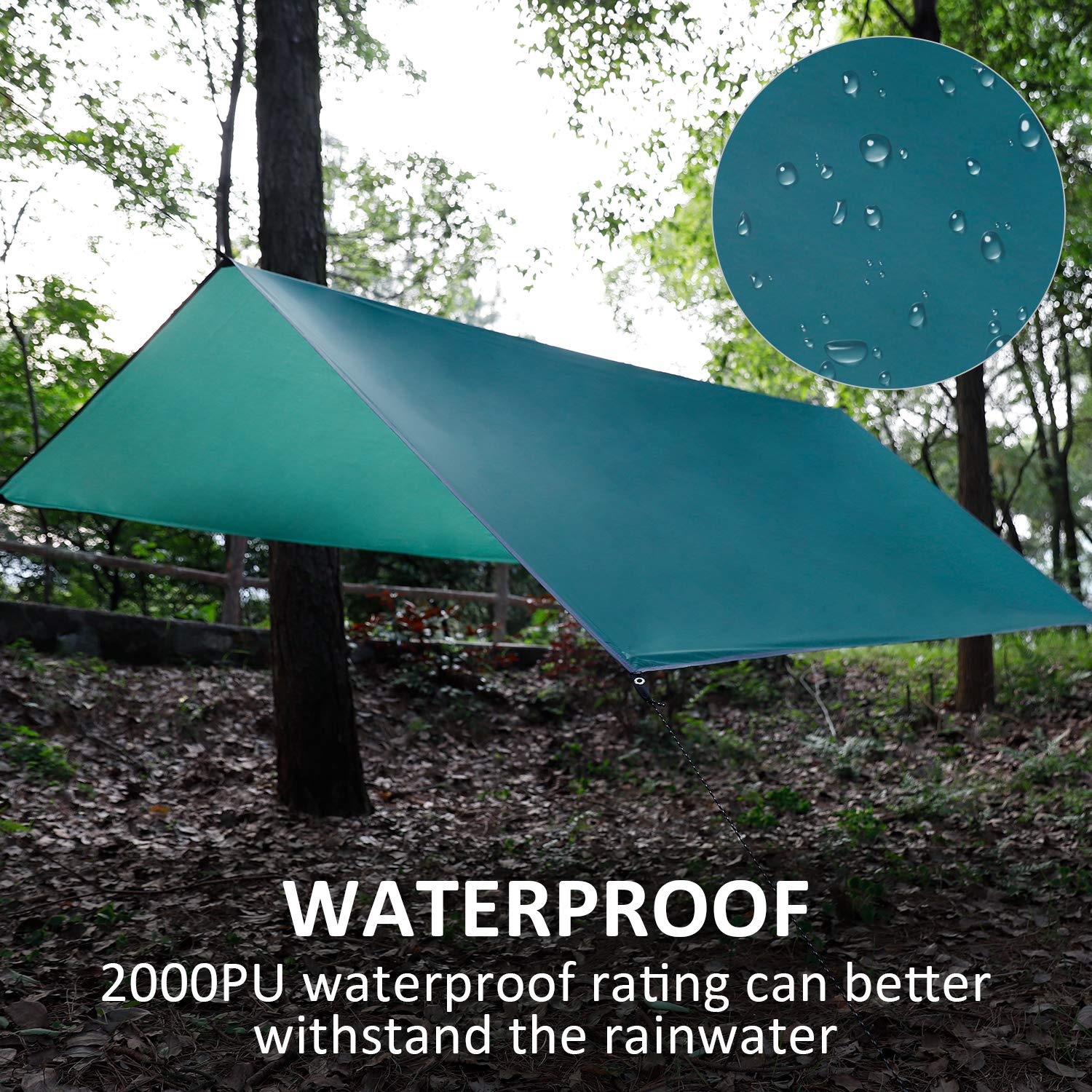 Gorich 10' X 10' Waterproof Camping Hammock Rain Fly Hammock Camping Tarp, Camping Gear and Accessories, Perfect Hammock Tent Rain Cover, Including Stakes, Ropes and Tensioners, Ripstop Nylon