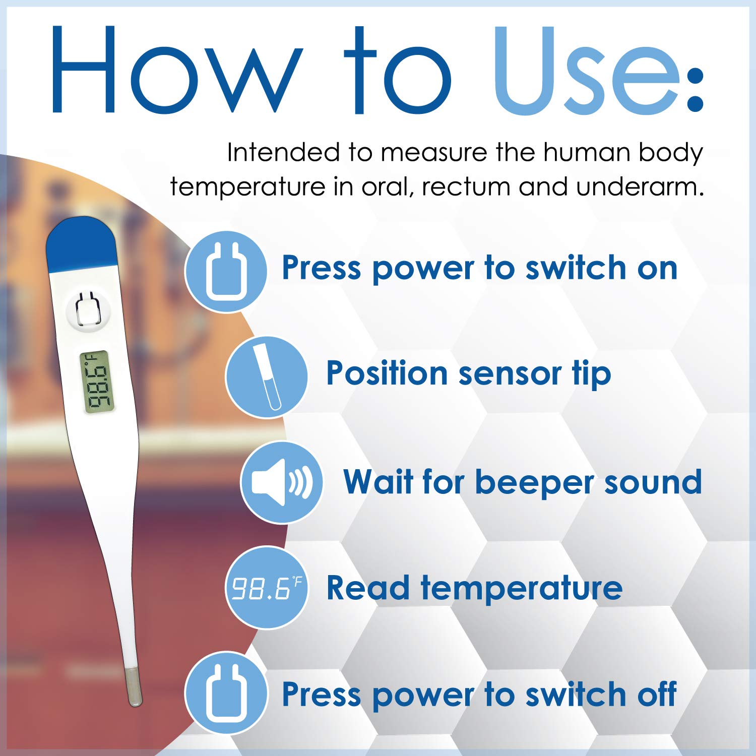 ZAYAAN HEALTH Classic Balance Digital Thermometer High Accuracy Fast Response Rigid Sensor Tip, Blue