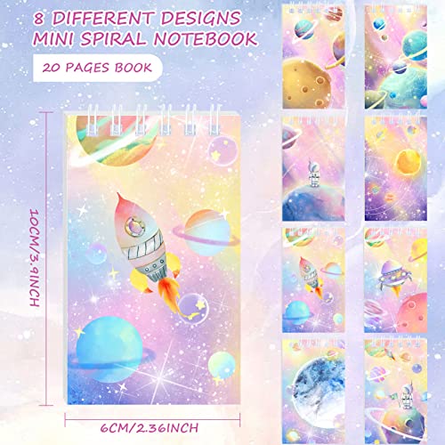 Lebsitey Outer Space Mini Notepads, 24 Pcs Astronaut Rocket Memo Spiral Tiny Notebooks, Solar System Planet Birthday Theme Party Favor for Boys Girls Classroom Reward Supply, 8 Styles