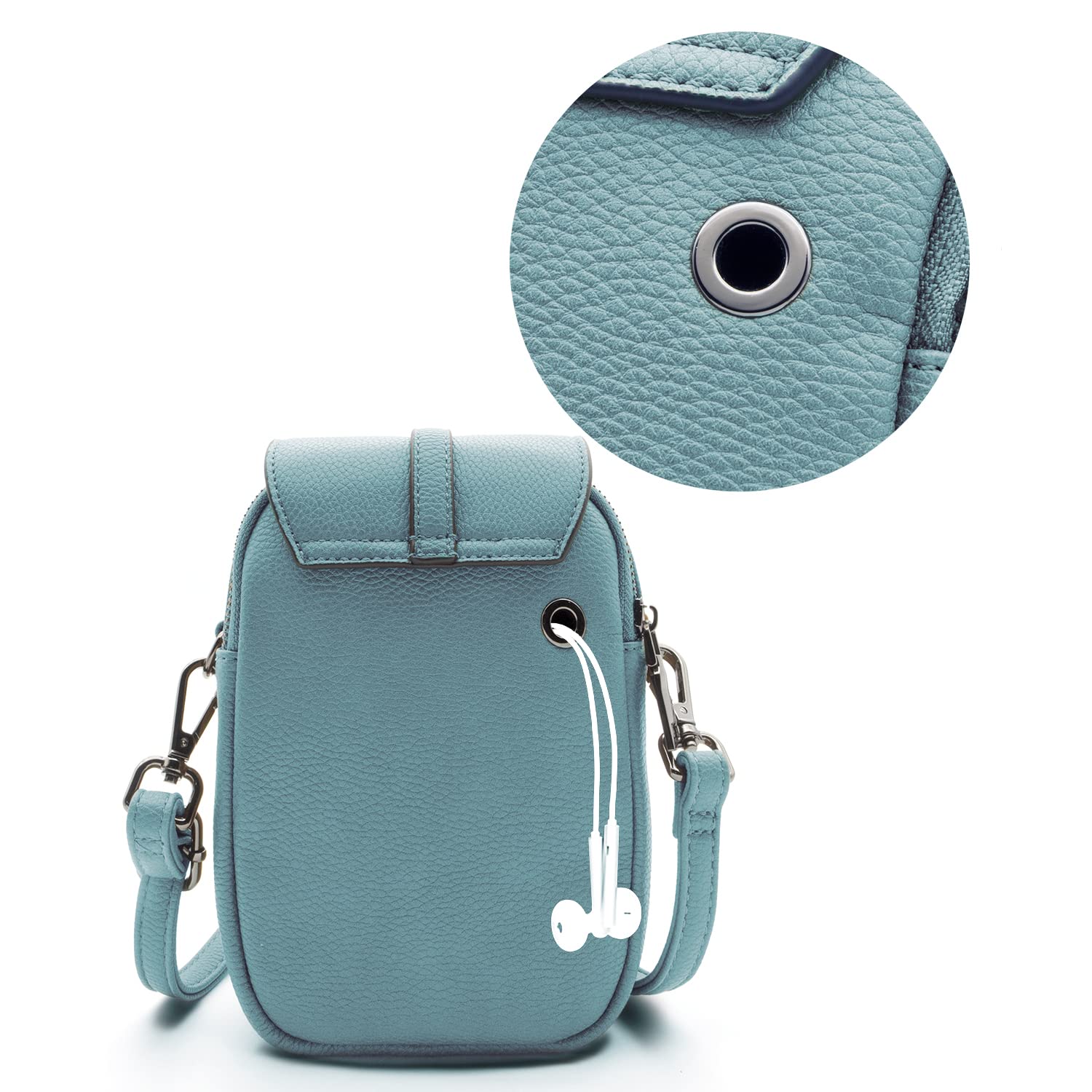 Lecanedo Small Crossbody Bag Cellphone Purse for Women, Leather Purse Shoulder Bags Light Blue