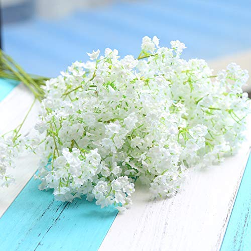 Hauserlin 20 pcs Baby’s Breath Flowers 16" Artificial Gypsophila Bouquets Real Touch Flowers for Wedding Home Garden DIY Décor Hotel Table Decoration