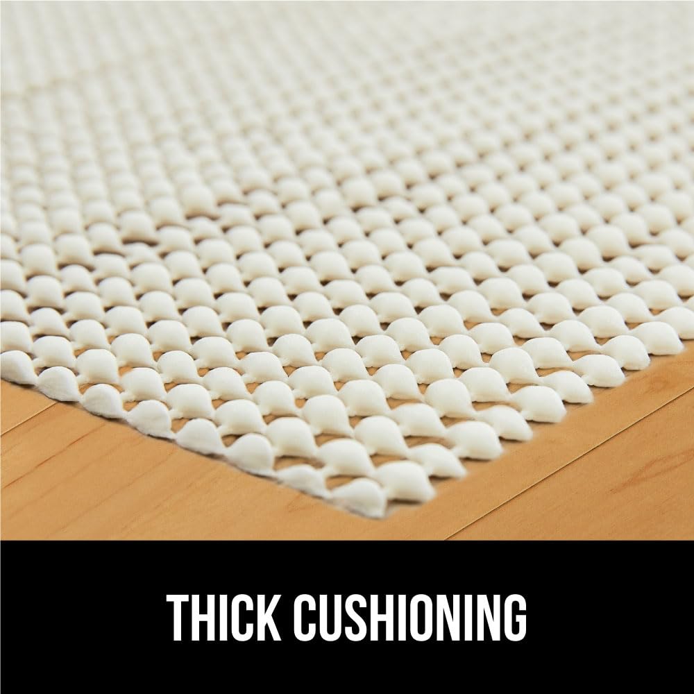 Gorilla Grip Extra Strong Rug Pad Gripper, Grips Keep Area Rugs Safe and in Place, Thick, Slip and Skid Resistant Pads for Hard Floors Under Carpet Mat Cushion and Hardwood Floor Protection 3x5 FT