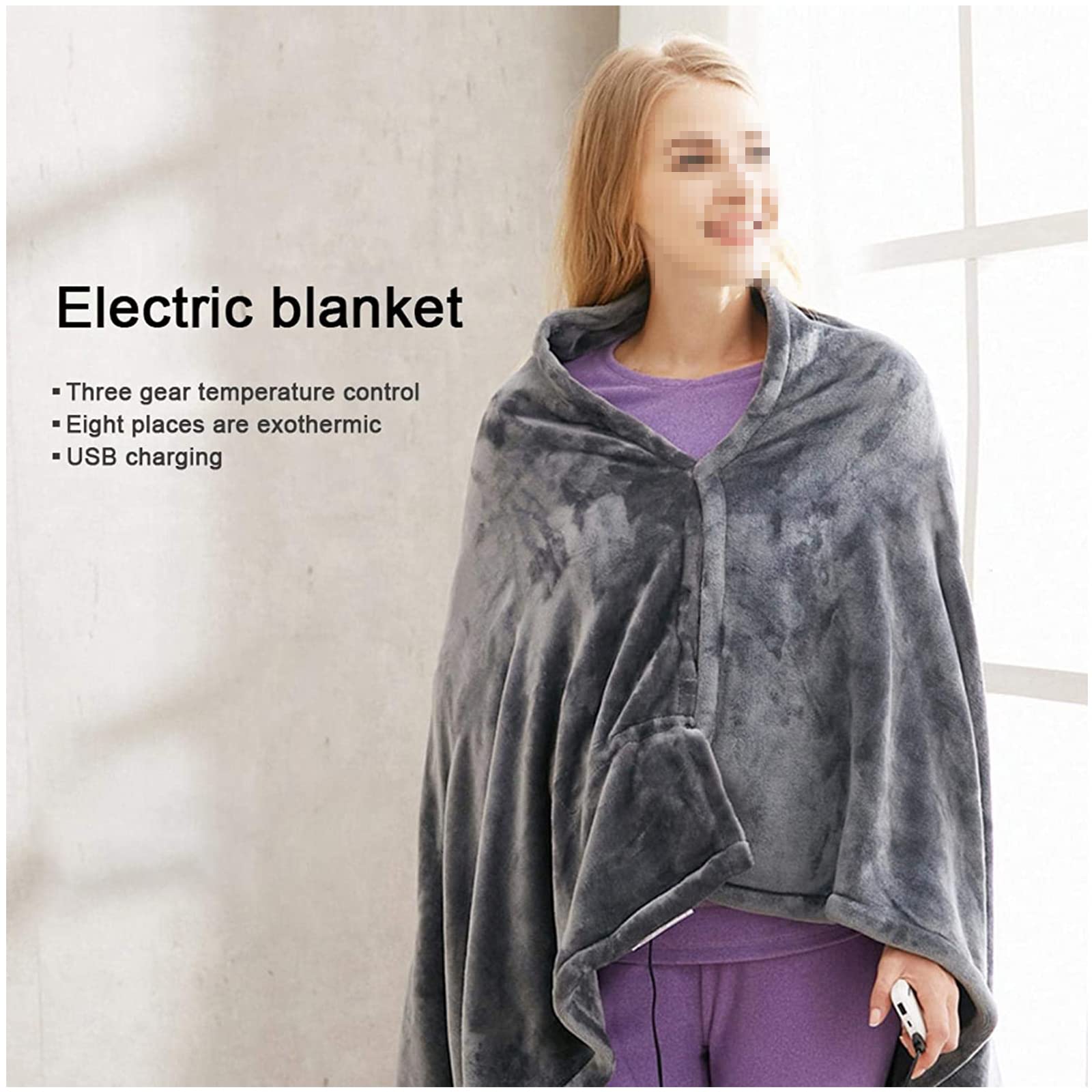 Heated Cape Blanket, Large Area Fever,Power Saving Electric Throw, Warm Your Shoulders, Abdomen, Knees Electric Lap Blanket Throw