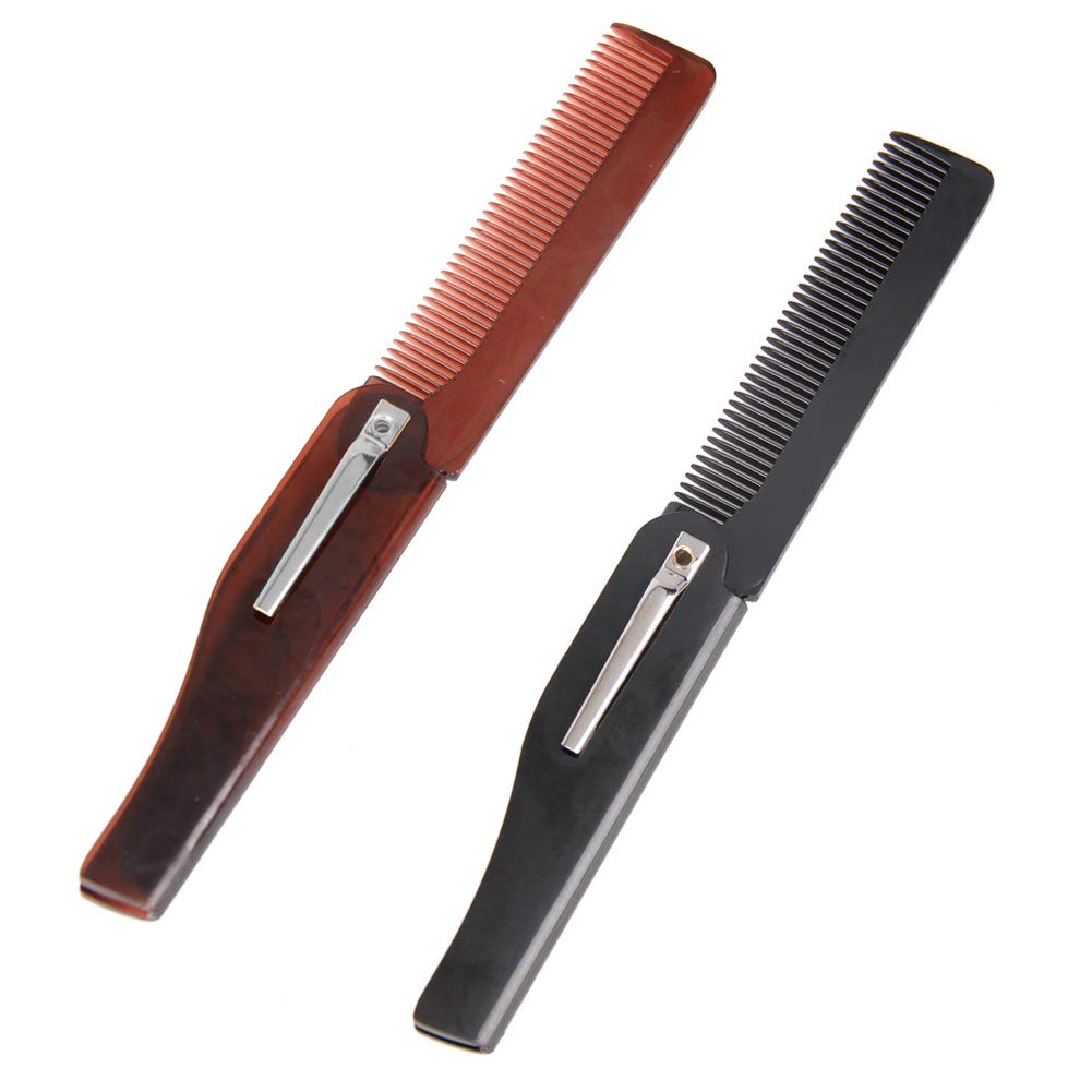 haixclvyE Beard Brush for Men - Men Folding Beard Comb Mustache Styling Shaper Beauty Hairdressing Tool Black