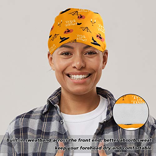 Gourd-Shaped Working Caps with Upgrade Sweatband Adjustable Hats Working Cap with Button Halloween Pumpkin & Hat-01 Unisex Head Cover