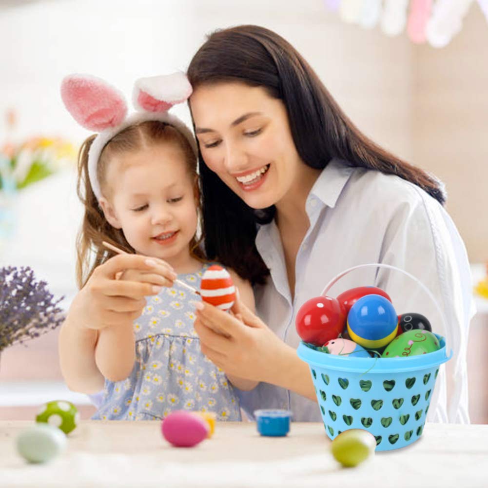 HANSGO Mini Plastic Easter Basket, 6 PCS Hunt Baskets May Day Baskets Picnic Baskets with Easter Grass Kids Easter Holiday Gifts