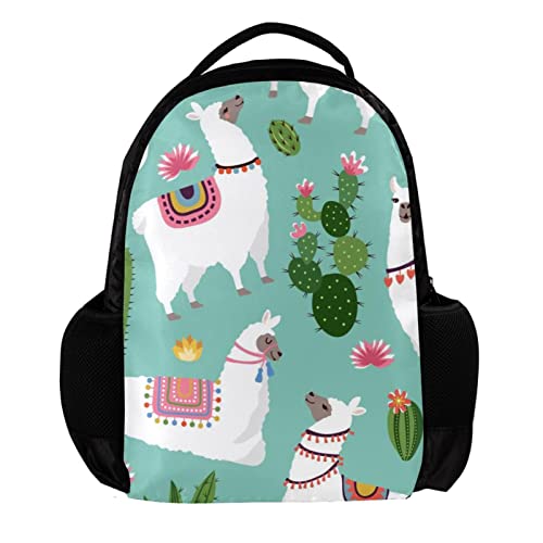 VBFOFBV Backpack for Women Daypack Laptop Backpack Travel Casual Bag, Llama Alpaca Flower Cactus