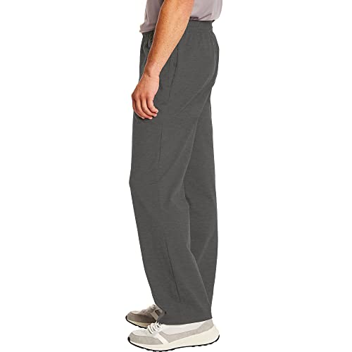 Hanes Essentials Sweatpants, Men’s Cotton Jersey Pants with Pockets, 33”, Charcoal Heather, Medium