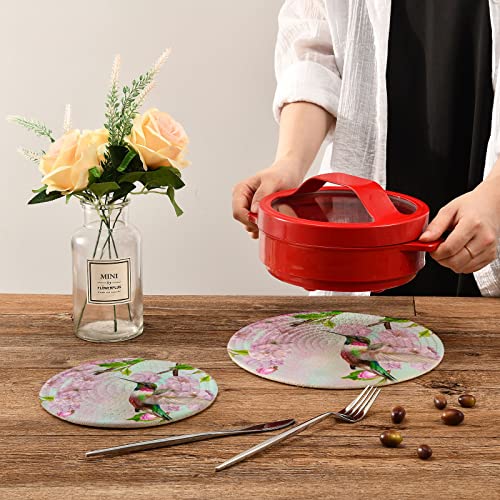 Trivets for Hot Pots Dishes Heat Resistant, Hummingbird Hot Mats Pads for Kitchen Decorative Counter Tops Dining Washable Pot Holder Coasters Set