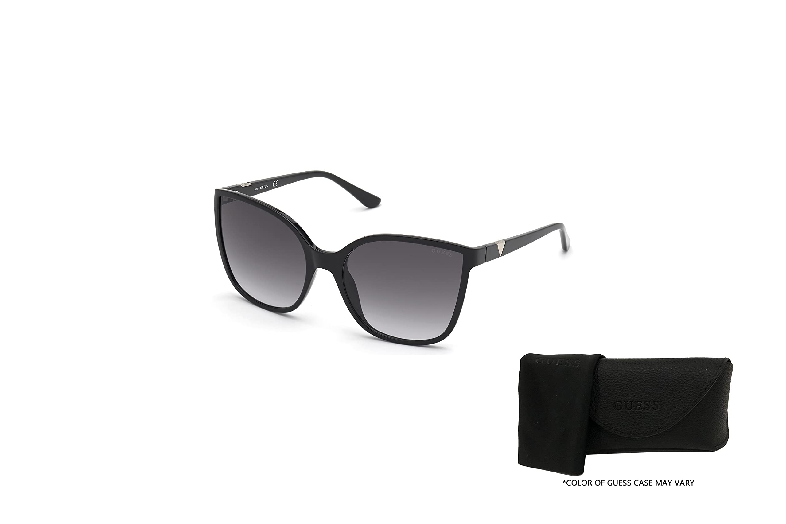 GUESS GU7748 01B 60MM Shiny Black/Gradient Smoke Square Sunglasses for women + BUNDLE with Designer iWear Eyewear Kit