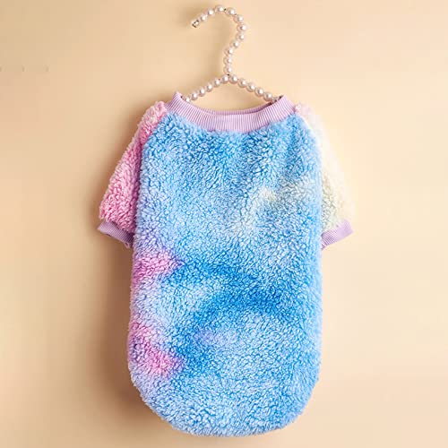 Warm Puppy Winter Sweater Thickened Plush Pet Dog Clothes for Small Dogs Clothing, Gradient Blue, Small