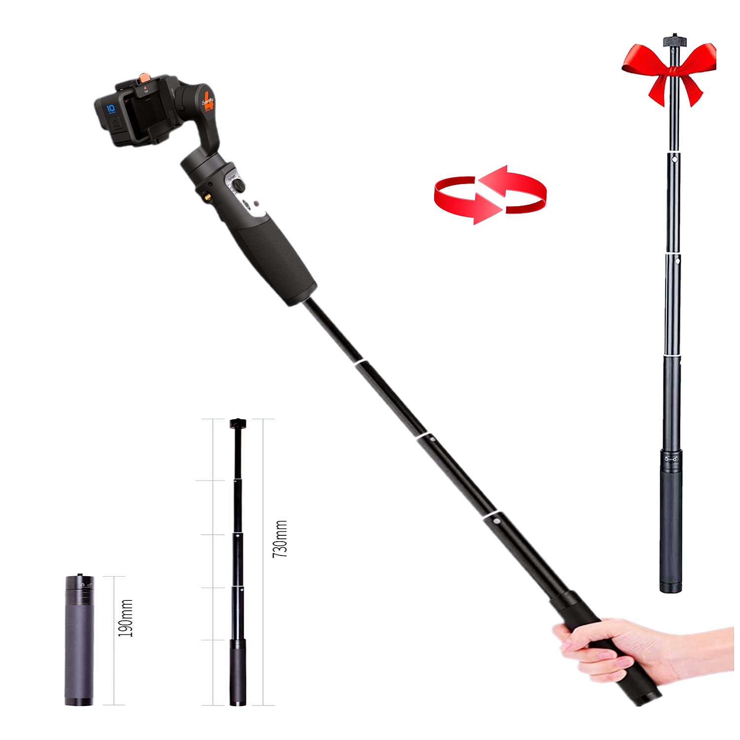 hohem iSteady Pro 4 3 Axis Gimbal for GoPro Hero 12/11/10/9/8/7/6/5 Action Camera Gimbal Stabilizer with Extension Rod, for OSMO Action,for Insta360 for Sony RX0, IPX4 Splash-Proof Bluetooth Control