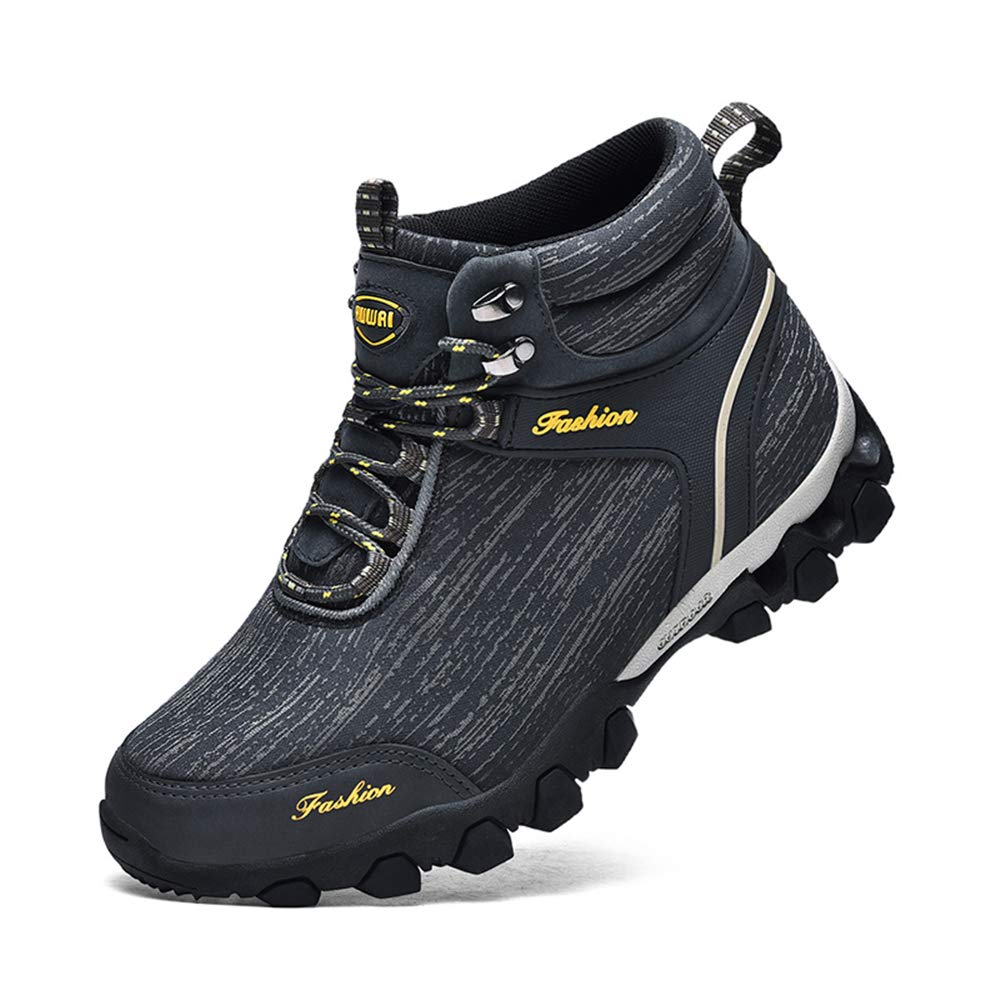 Govicta Premium Waterproof Work Boots for Men Men's Winter Hiking Ankle Boots Casual Trekking Lace-up Shoes Grey Size 10