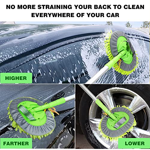 Tidy Monster Microfiber Car Wash Brush Mop Kit Mitt Sponge with Long Handle Car Cleaning Supplies Kit Duster Washing Car Tools Accessories