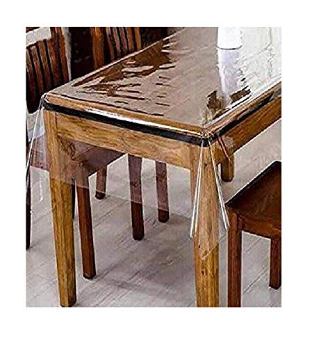 Golden Linens LLC 2.2 mm Thick Clear Plastic Transparent Tablecloth Protector Water Proof Heavy Duty Easy Clean, Long Lasting Kitchen Dinning Table, Family Gathering Party Holidays (60" X 90")