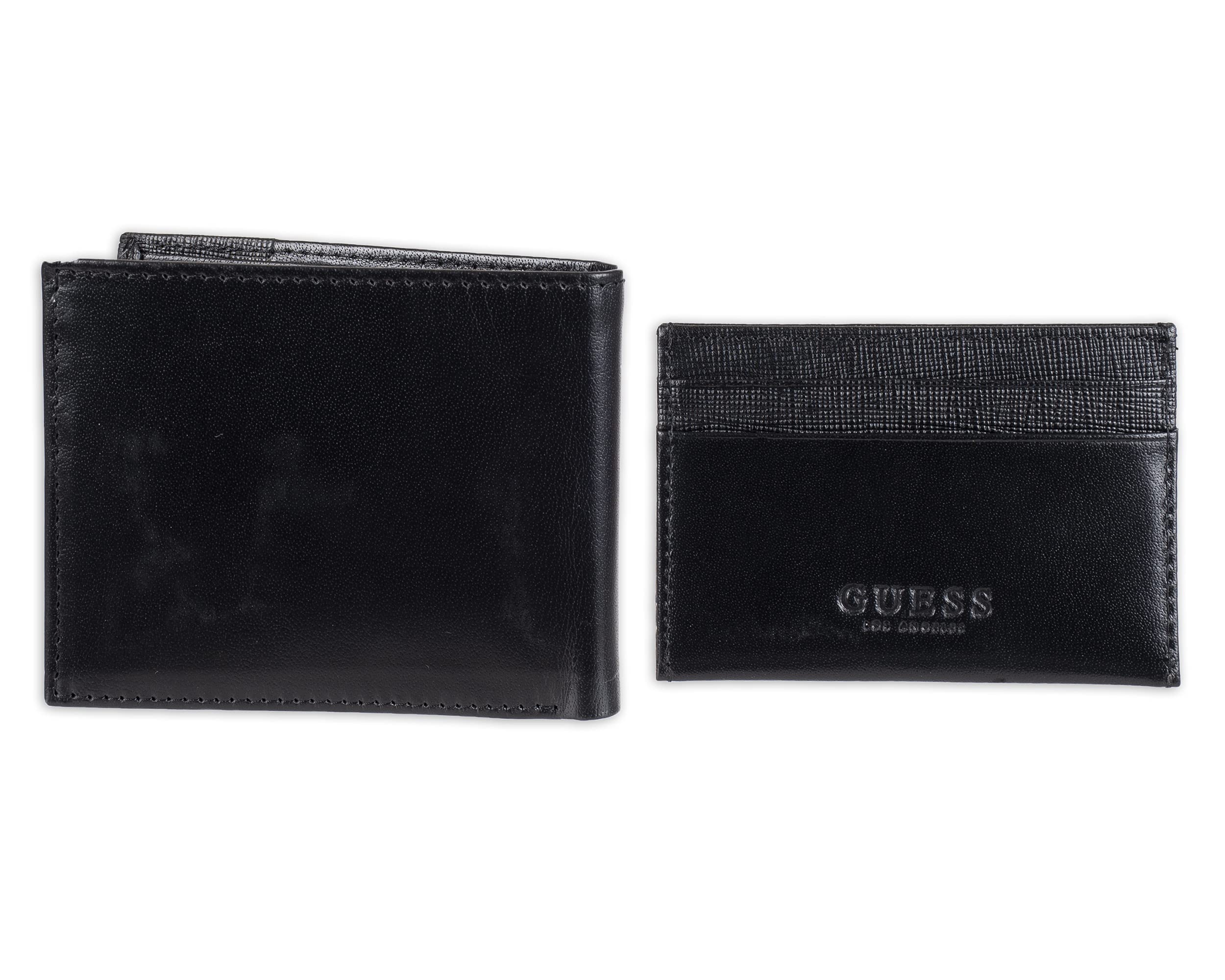 GUESS Men's RFID Wallet Set with Slim Bifold and Card Case Holder, Black Saffiano, One Size