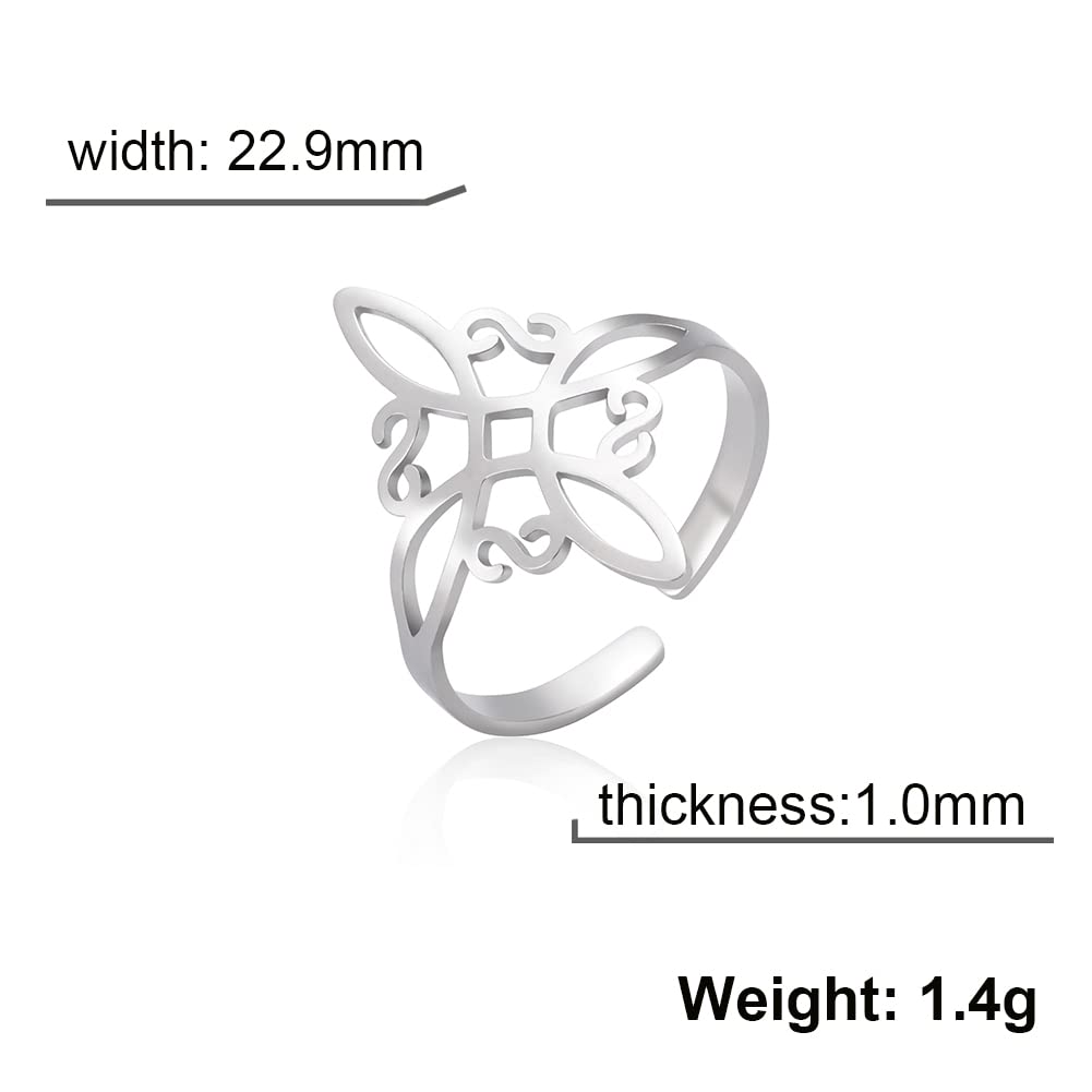 LIKGREAT Witches Knot Ring Adjustable Irish Celtic Knot Rings For Women Witchcraft Pagan Wiccan Jewelry For Women (silver)