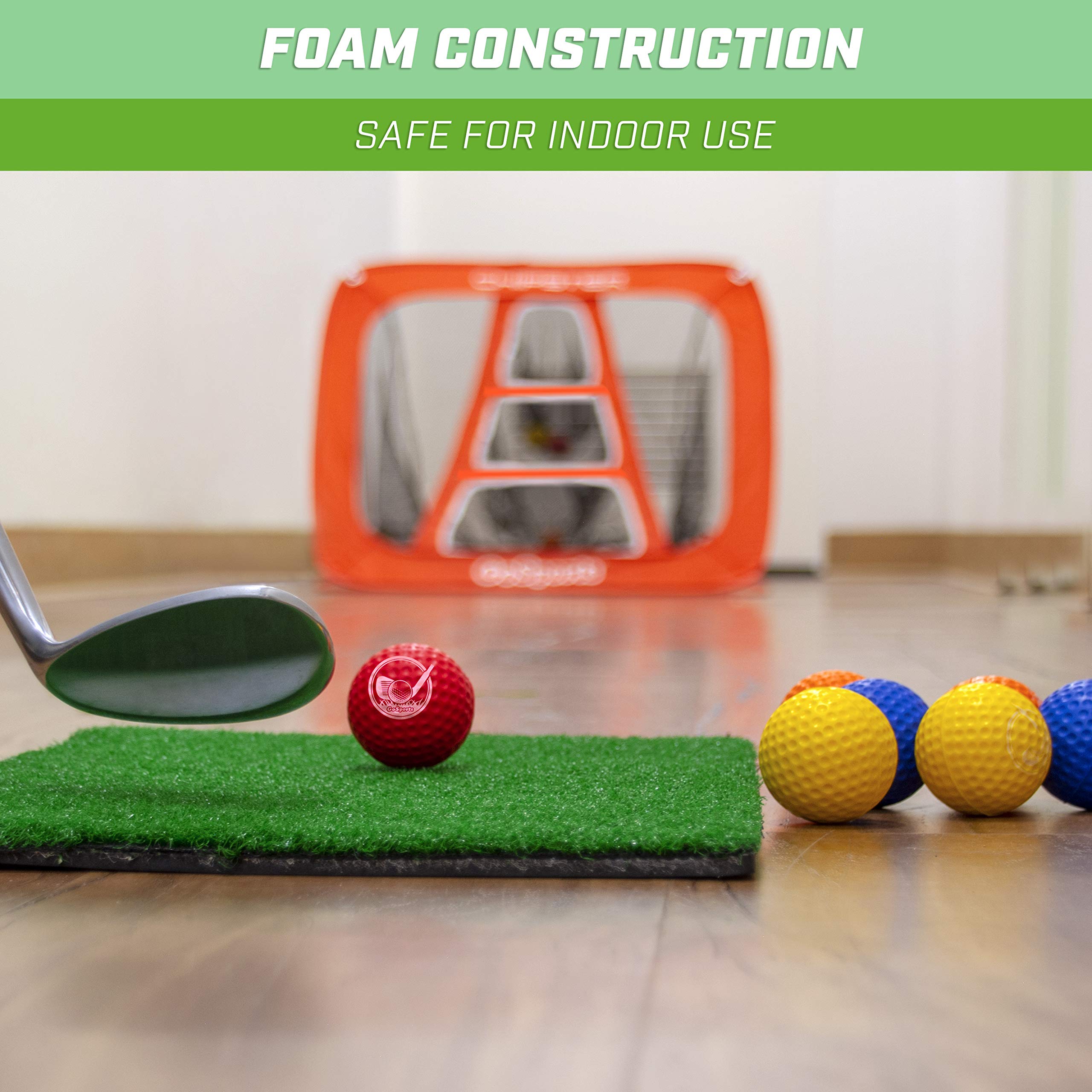 GoSports Foam Golf Practice Balls Realistic Feel and Limited Flight Use Indoors or Outdoors, 16 Count (Pack of 1)