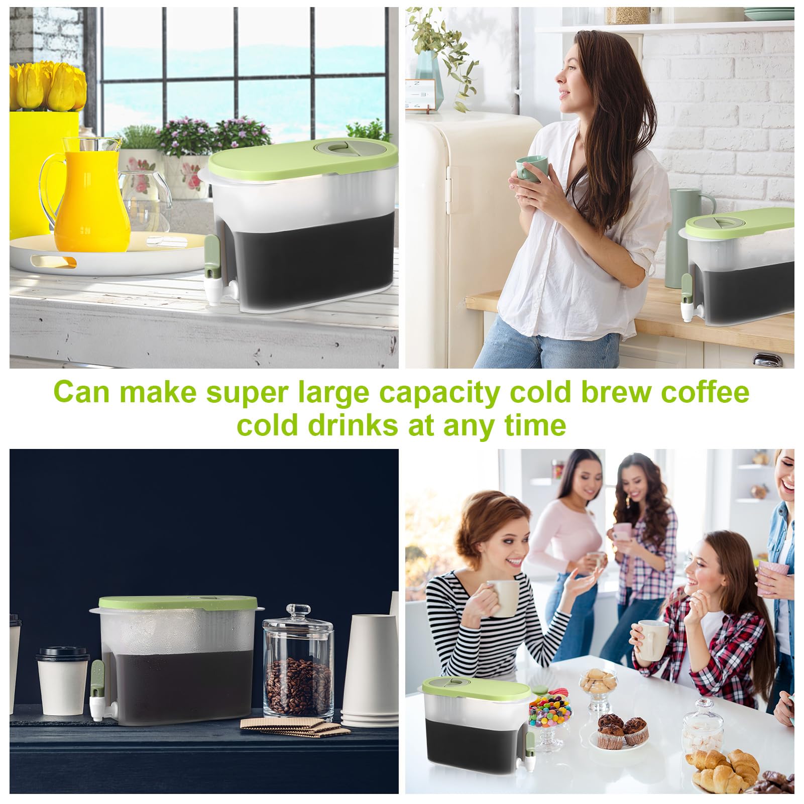 HAKFOO Cold Brew Coffee Maker Iced Coffee Maker, 3/4 GallonPolypropylene Iced Tea Maker with Ultra-Fine Mesh Steel Filter and Spigot, Cold Brew Coffee Pitcher, for Iced Coffee, Lemonade, Fruit Drinks