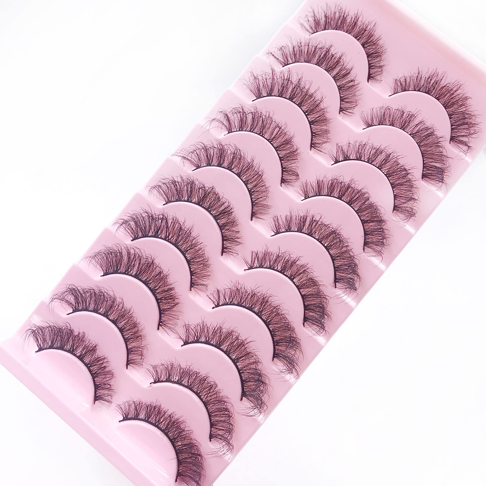 IFLOVEDEKD Fake Eyelashes 3D Wispy Lashes Dramatic Strip Lashes Natural False Lashes 10 Pairs False Eyelashes Thick Lashes Mink Soft Cat Eye Lashes Fluffy eye Lashes Natural Look