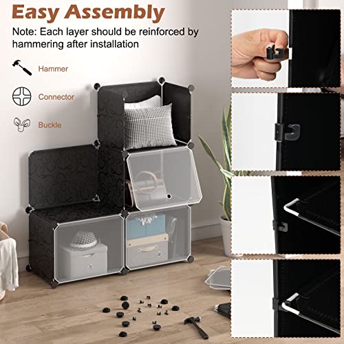Safstar 48 Pairs 12 Cube Shoe Rack Organizer, Freestanding Shoe Storage Cabinets with Side Hanging Hook, Expandable Cube for Heels & Boots, Space Saver Shoe Racks for Closet Entryway Bedroom Hallway