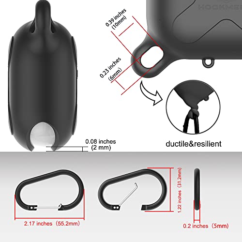 Waterproof case for Airpods Pro 2nd Generation 2022 and Airpods Pro 2019 ,Anti-Lost,Support Wireless Charging,. - Black