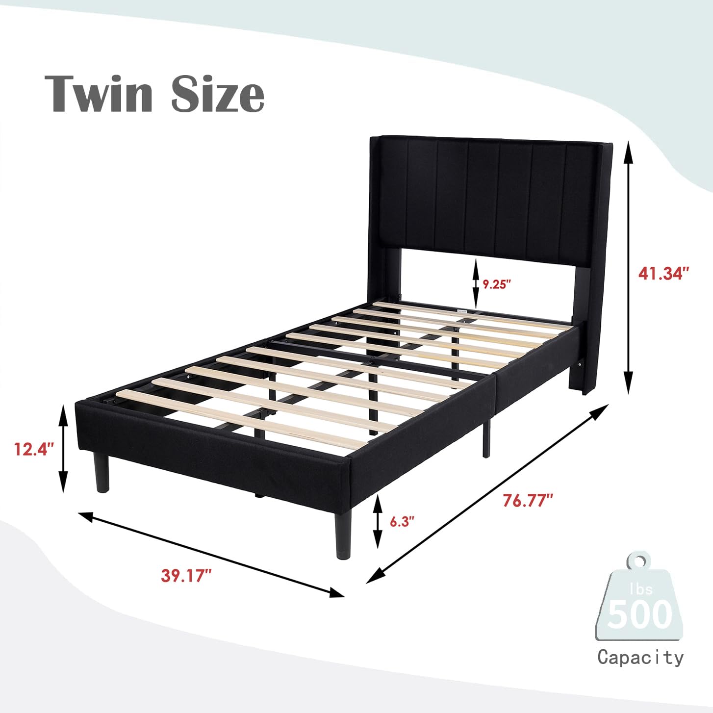 Gruwans Upholstered Bed Frame Queen with Wingback Headboard/No Box Spring Needed/Wooden Slat Support/Easy Assemble/Yellow