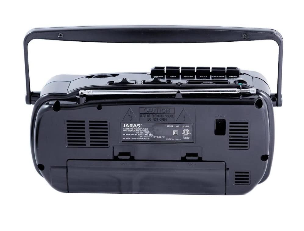 Jaras® JJ-2618 Limited Edition Portable Boombox Tape Cassette Player/Recorder with AM/FM Radio Stereo Speakers & Headphone Jack