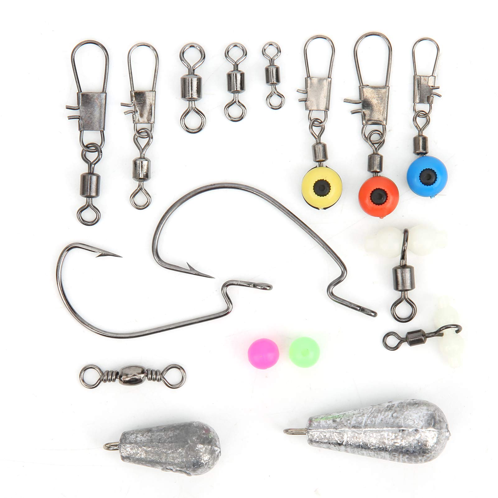 KOSDFOGE Multifunctional Fishing Accessories Kit, Portable Plastic Fishing Bait Set with Tackle Box Including Hooks, Swivel Joint, Snap, and Other Tools
