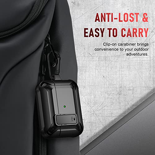 Samtec Airpod Pro 2 Case Cover 2022 with Secure Lock Clip, Military Armor Series Full-Body Rugged Hard Shell for Men Women with Keychain，Shockproof Protective Case for AirPod Pro 2nd Generation,Black