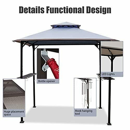 Grill BBQ Canopy Tent Shelter 8'x5' Grill Gazebo BBQ Patio Shelter Canopy for Outdoor 8ft x 5ft Gray
