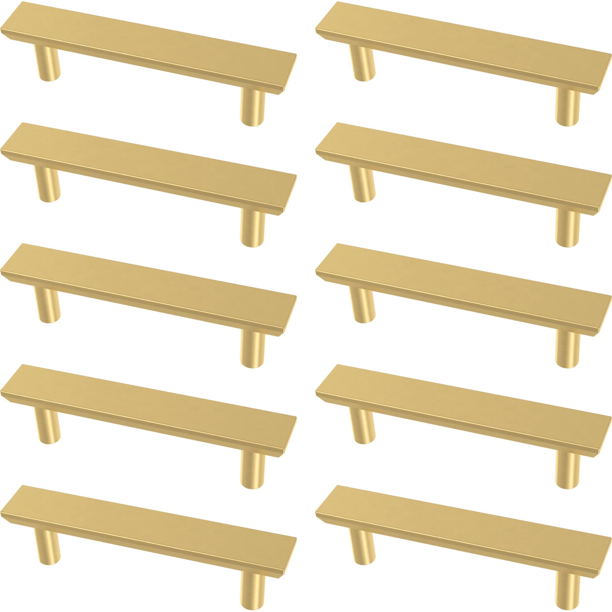 Franklin Brass Simple Chamfered Cabinet Pull, Brushed Brass, 3 in (76mm) Drawer Handle, 10 Pack, P40844K-117-C