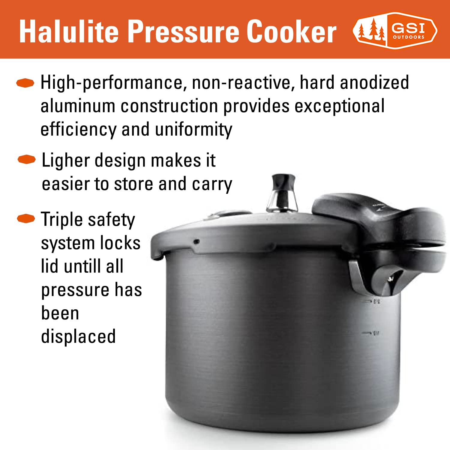 GSI Outdoors Aluminum Halulite Compact Pressure Cooker for Camp Cooking, RV Use, and Overlanding