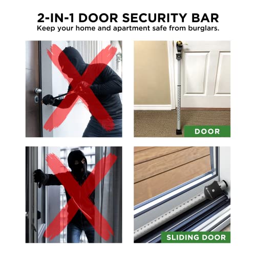Guard Dog Security Door Jammer 2-in-1 Adjustable Door Knob Jammer & Sliding Patio Door Security Bar – 40 Different adjustments (White w/Alarm)