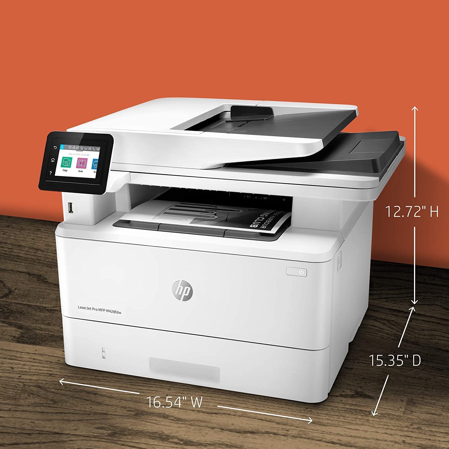 HP Laserjet Pro MFP M428fdw Wireless Monochrome All-in-One Laser Printer for Home Business Office, White - Print Scan Copy Fax - 40 ppm, 1200 x 1200 dpi, 50-Sheet ADF, Auto Duplex Printing, Ethernet