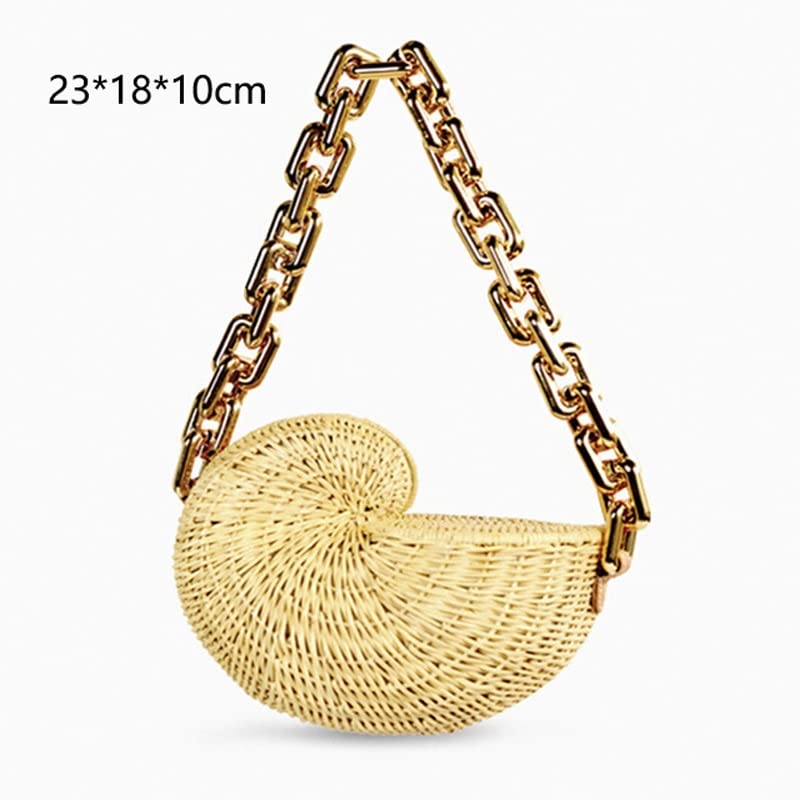 LSDJGDDE Conch Straw Shoulder Crossbody Bags Women Wicker Woven Straw Bag Rattan Female Purses Clutch (Color : E, Size : 1)