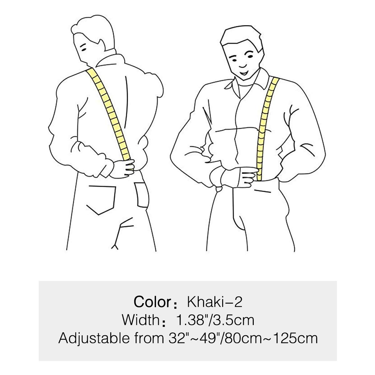 Grade Code Mens Button End Suspenders 49 Inch Y-Back Adjustable Elastic Tuxedo Suspenders (Black)