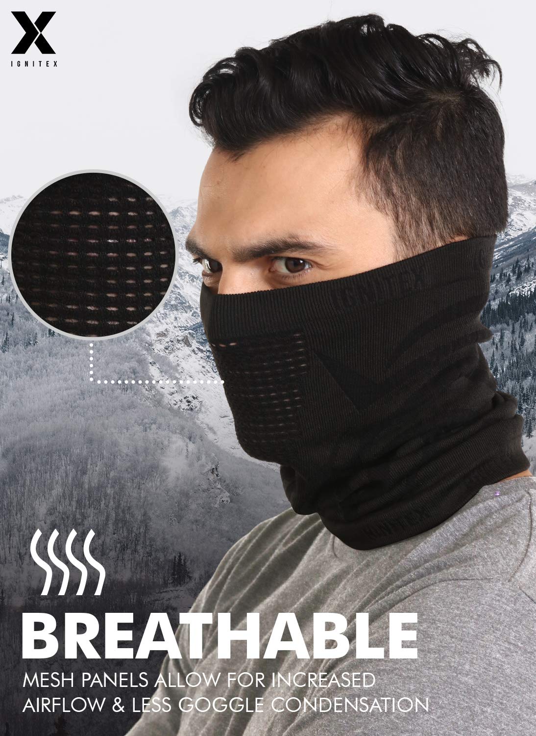 IGNITEX Ski Neck Gaiter, Winter Gaiter/Snowboarding Neck Warmer Gaiter, Breathable Ski Gator