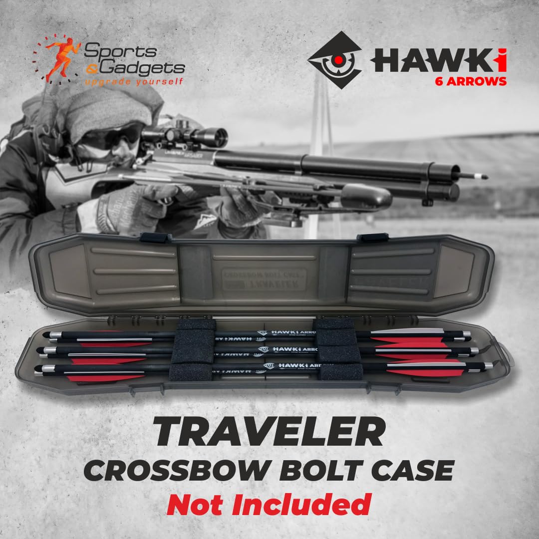 Hawki Carbon Arrow PCP 376gr 12 Arrows Bolts with 100 gr Field Tip for Hunting PCP Air Guns or Crossbows with Free 12 Pack Arrow Tail Nock