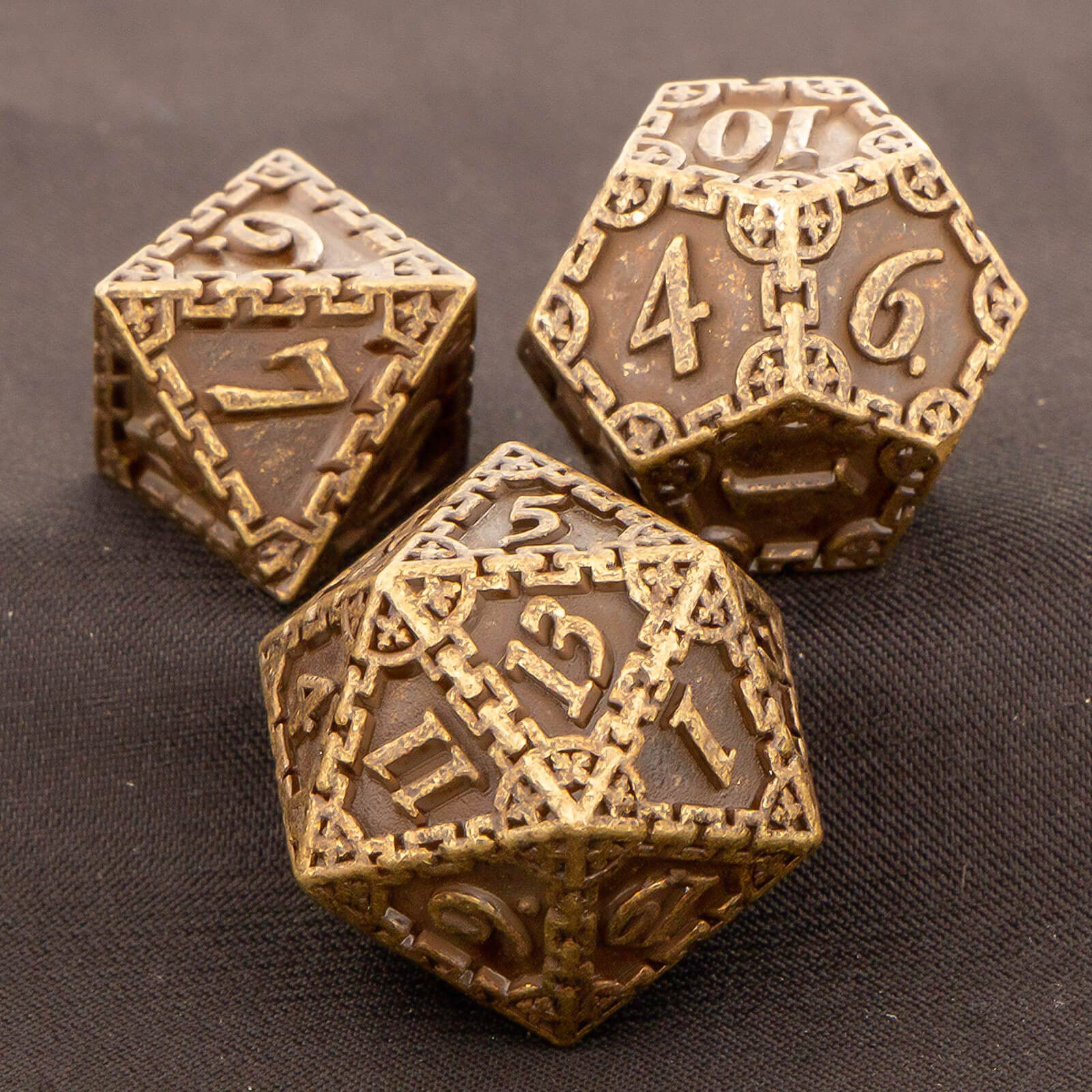 OUKELANWO Metal DND Ancient Bronze Dice Set D&D Dice, 7pcs Dungeons and Dragons Dice Set D20 D12 D10 D8 D6 D4, RPG Role Playing Dice with Gift Box for MTG Warhammer Pathfinder