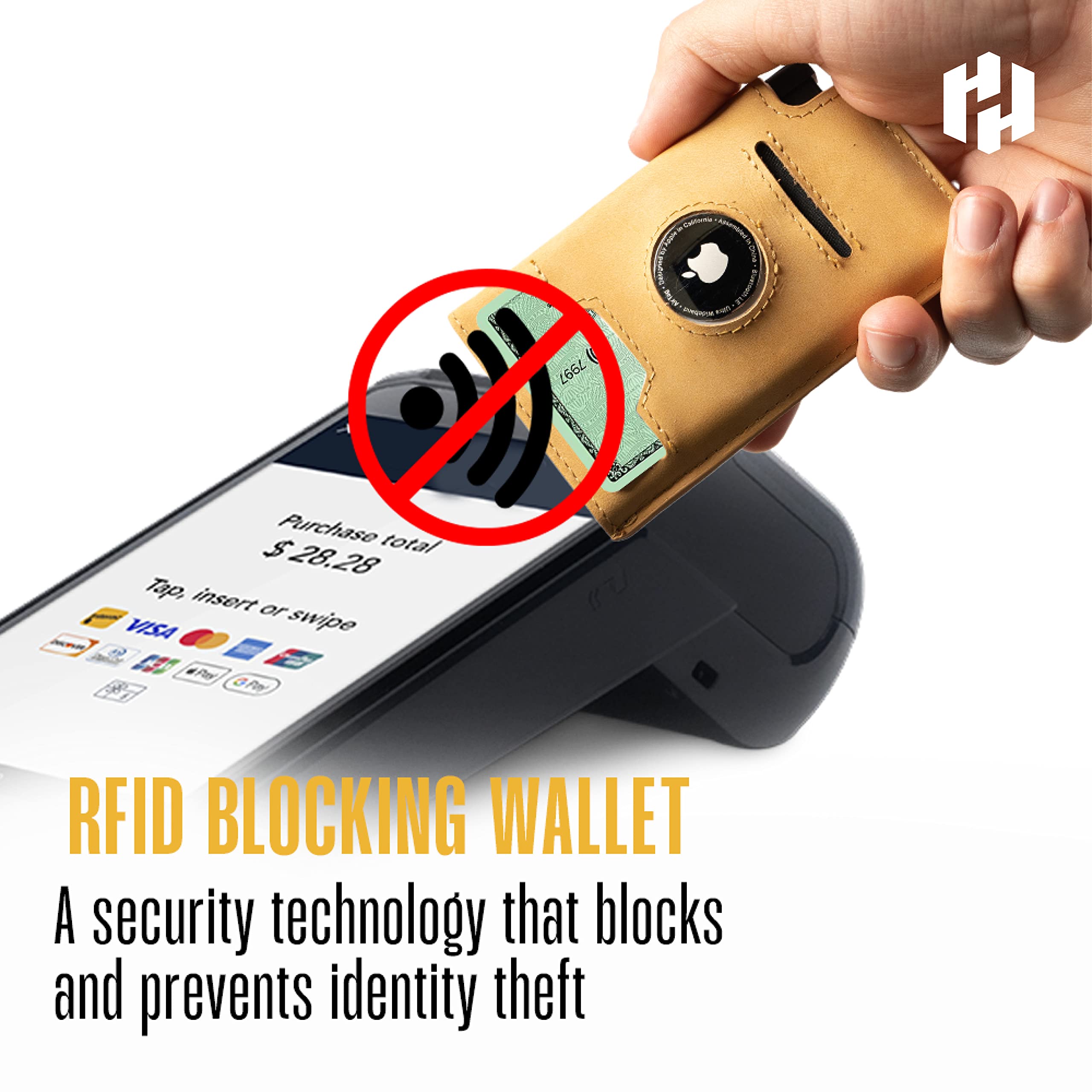 Hayvenhurst Slim Minimalist Pop Up Wallet with Cash Strap - RFID Blocking Credit Card Holder Capsule Metal Wallets for Men (Carbon Fiber)