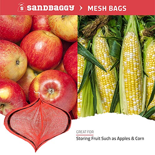 Sandbaggy Mesh Onion Produce Bags | Large 18" x 30 Inch Bags | 50 lb Capacity | Breathable Fabric | Great for Packaging Produce & Fruit (Pack of 10)