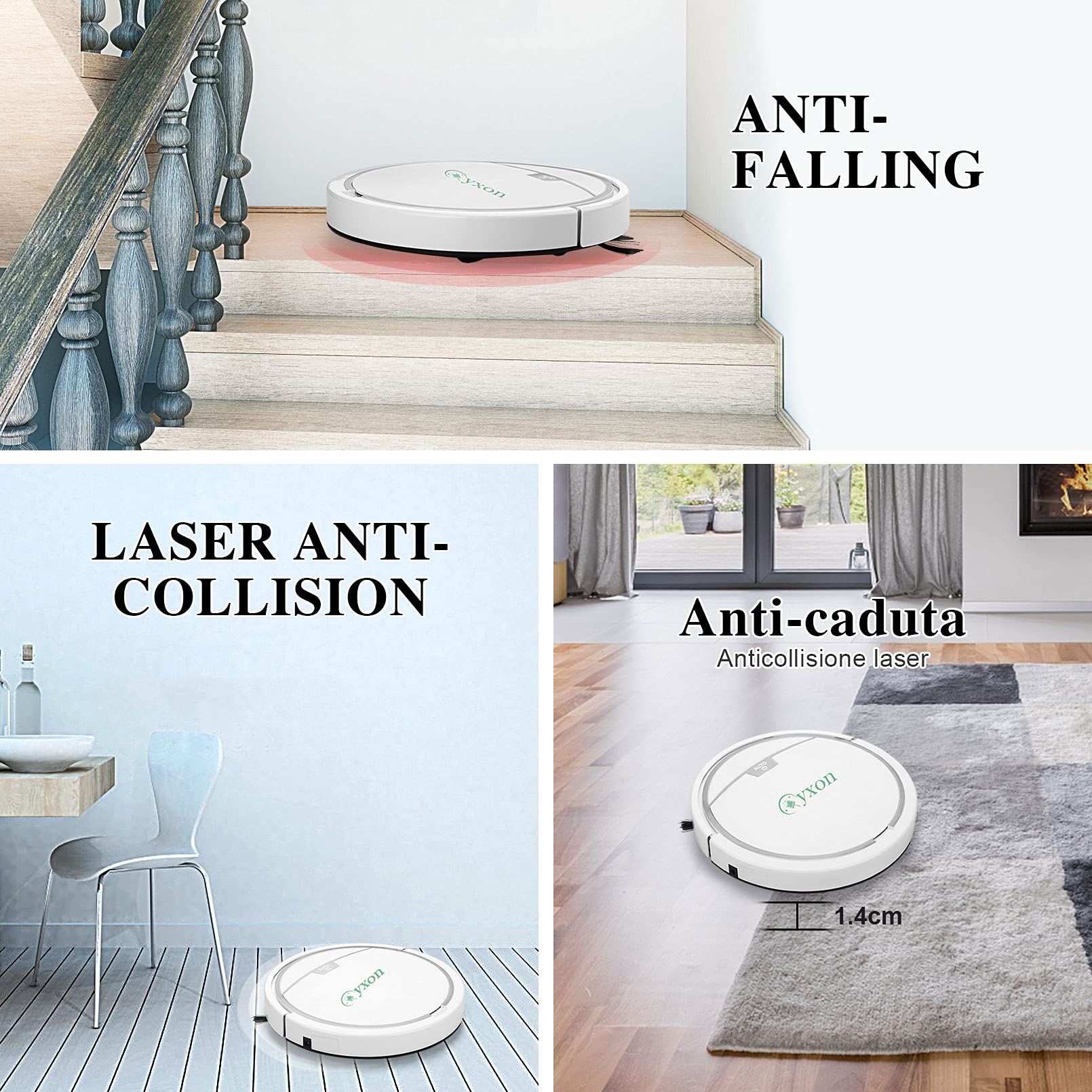 Holulo Robot Vacuum Cleaner,2800Pa Strong Suction RoboVac Moping Robot Fall Protection Sweeper W/ 6X mops for Pet Hair Wood Floor, Tile Floor, Carpet