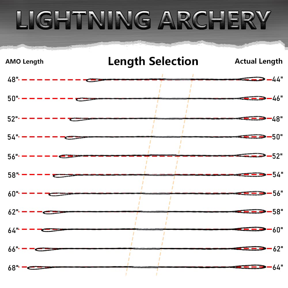Lightning Archery Dacron Bow String with 2 Brass Nocks for Longbow Traditional Recurve Bow Replacement Bowstring 60"-14Strands
