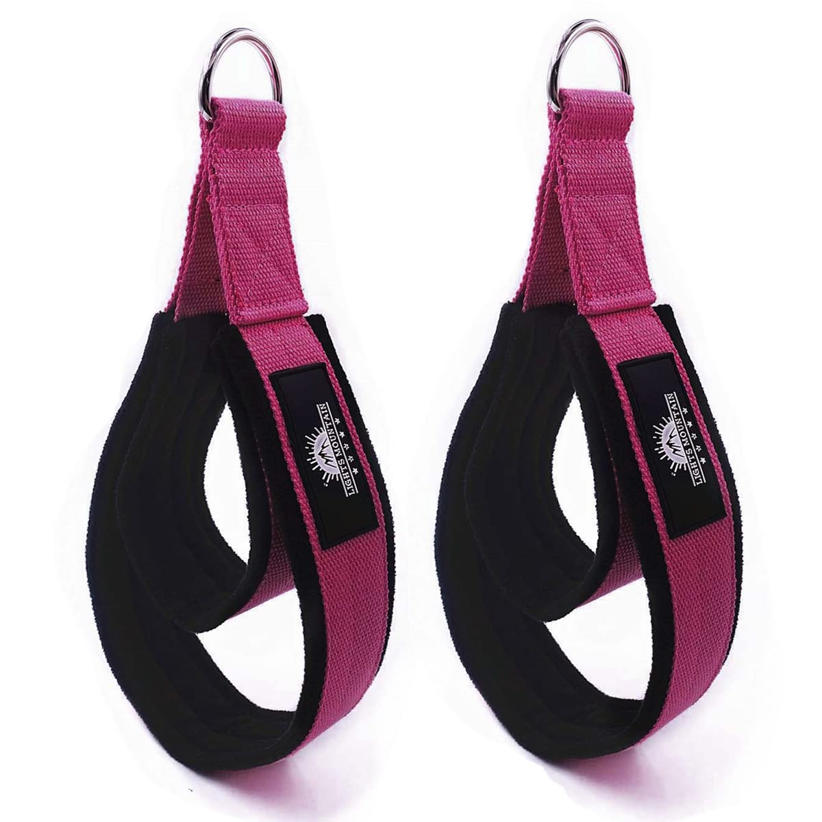 Lights Mountain 1 Pair Pilates Double Loop Straps for Reformer, Fitness D-Ring Straps Handle, Yoga Exercise Accessories for Home Gym Workout