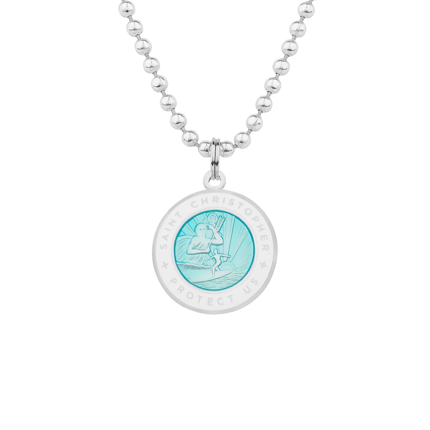 Get Back Necklaces St. Christopher Surf Necklace | Medium (Aqua White)